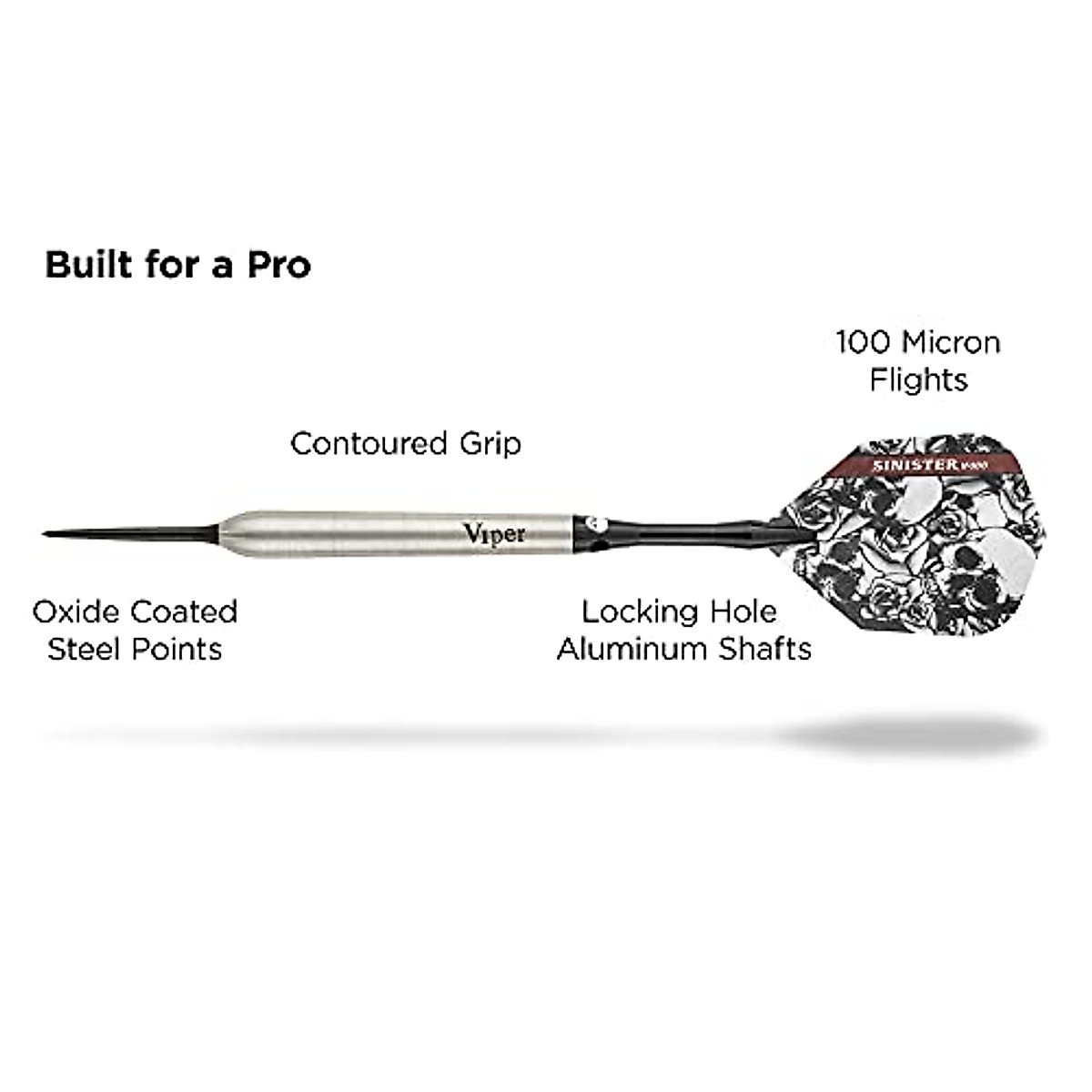 Viper by GLD Products Sinister 95% Tungsten Steel Tip Darts, 25 Grams,Silver,23-3811-25