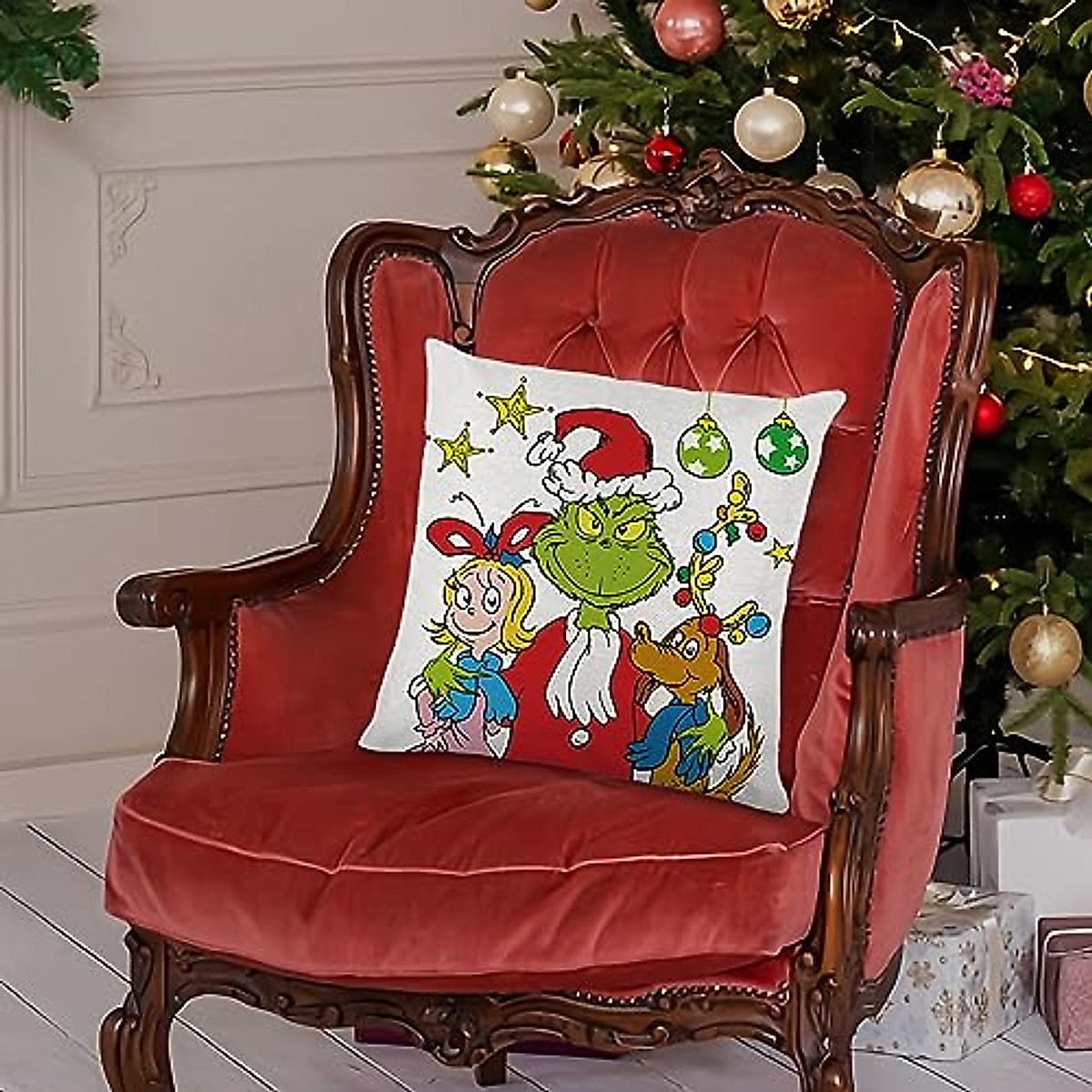 iKopink Christmas Pillow Covers - Christmas Throw Pillows Covers18x18 Set of 4,Pillow Covers for Christmas Decorations,Winter Farmhouse Cushion Cover for Sofa