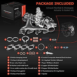 A-Premium Turbo Turbocharger and Complete Installation Kits Compatible with Buick, Chevy Vehicles - 1.4L Turbo - Encore 2013-2021, Cruze 2011-2019, Sonic 2012-2020, Trax 2013-2021 - Replaces 55565353
