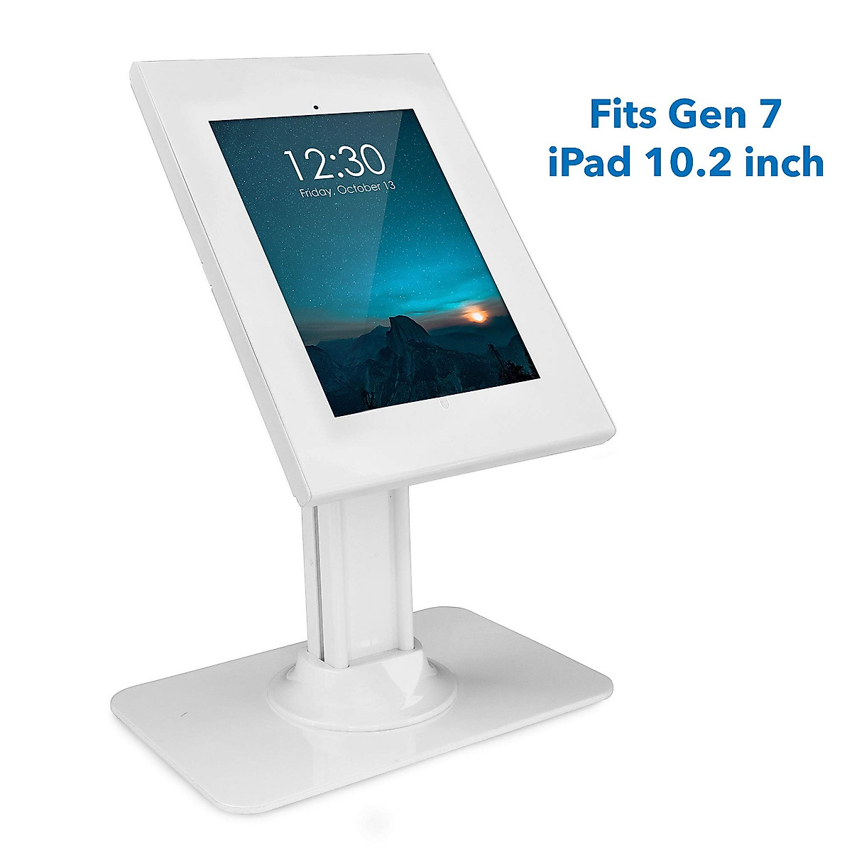 Mount-It! Anti-Theft Kiosk Stand for iPad, iPad Pro, iPad Air, Samsung Tab A | Secure iPad 10.2 Retail Kiosk | Locking Counter-Top Tablet Stand Compatible with 10.2 and 10.5" Tablets, White