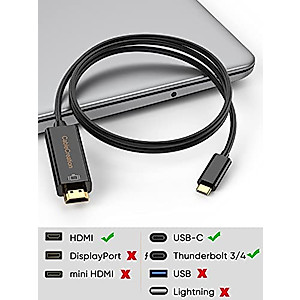 CableCreation USB C to HDMI Cable for Home Office 6ft, USB 3.1 Type C to HDMI 4K, Thunderbolt 3/4 Compatible with Galaxy S23/ S22/ S20, MacBook Pro/Air M1, iPad Pro 2021/2020, Surface Book 2, XPS 15