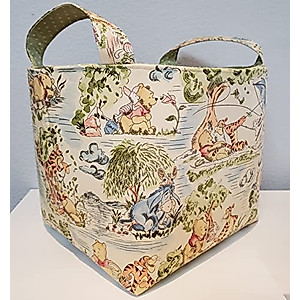Fabric Organizer Basket Bin Caddy Storage Container XL -Diaper Caddy Bin Storage Organization Organizer Container Basket - Winnie the Pooh Bear in the Park Fabric - Baby Room Decor