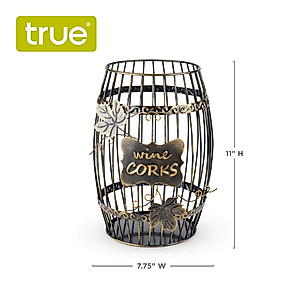 True Display Wine Kitchen, Barrel Cage Holder Collector Decorative Vino Cork Storage Box Container Gift, Set of 1, Brown
