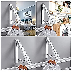 EOPRO Wall Mounted Drying Rack, Clothes Drying Rack Hanger, Closet Organizers and Storage with Aluminum, Folding Coat Rack Shelf Storage Organizer Space Savers…