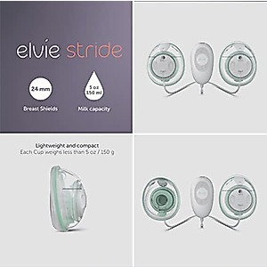 Elvie Stride Hospital-Grade App-Controlled Breast Pump | Hands-Free Wearable Ultra-Quiet Electric Breast Pump with 2-Modes 10-Settings & 5oz Capacity per Cup