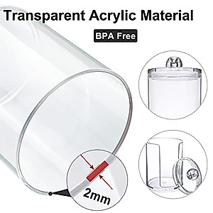 EOFJRUC Cup Dispenser for Bathroom 4 Pack, Qtip Holder for Cotton Ball Swab, Cotton Round Pads, Floss, Fit for 3-4 oz Cup for Bathroom Canister Storage Organization, Vanity Makeup Organizer-Clear