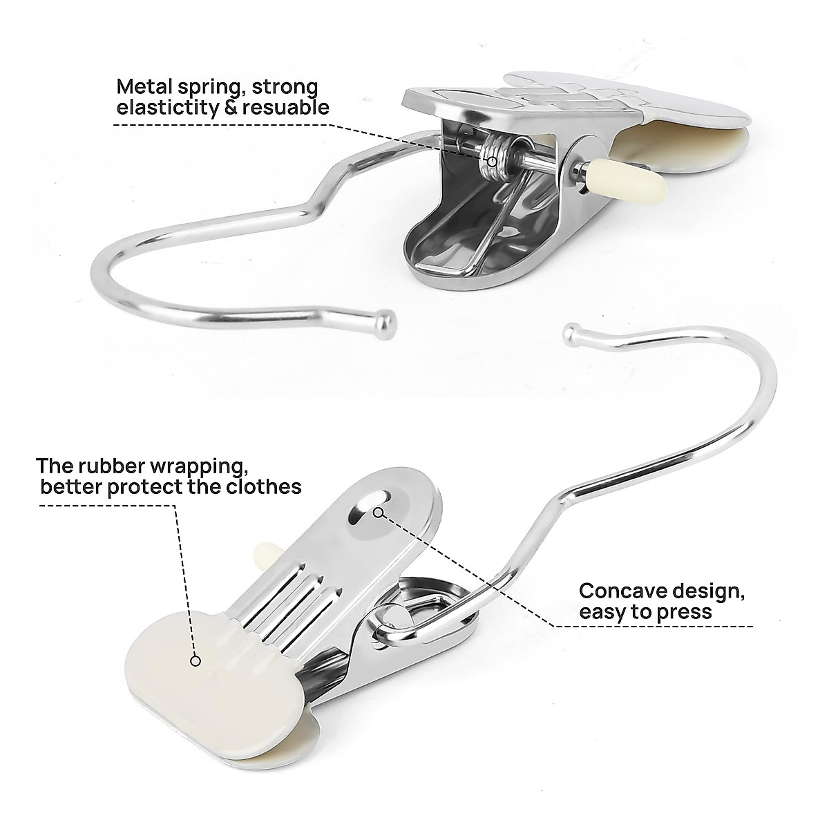 10Pcs Clips for Hanging, Premium Boot Hanger Clips, Portable Clothes Pins Laundry Clips for Pants Socks Boots Dolls, Space-Saving Hook Clips Laundry Hooks for Closet Travel Workout, Single Metal Clips