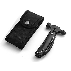 Hammer Multitool with Knife Saw, Wire Cutter, Pliers, Sheath for Fishing, Camping and Survival