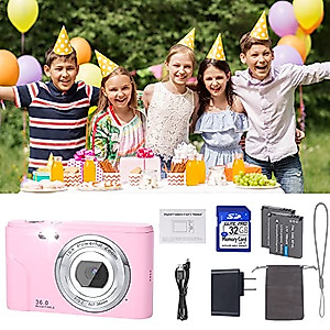 Digital Camera,FHD 1080P 36.0 MP Vlogging Small Video Camera,Kids Digital Camera,Rechargeable Portable Camera with 32G SD Card,16X Digital Zoom,LCD Screen for Students Teens Beginners-Pale