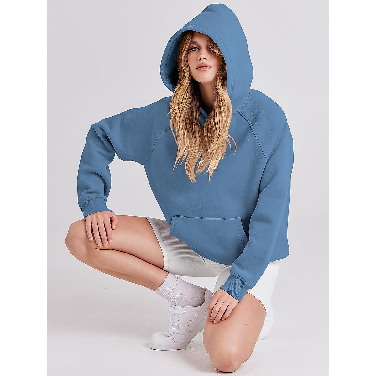 ANRABESS Women Hoodies Oversized Fleece Long Sleeve Comfy Casual Basic Pullover Sweatshirts 2025 Fall Outfits Sweater Deep Blue X-Large