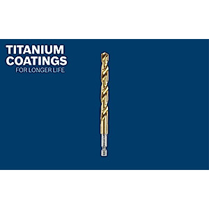 BOSCH TI5IM 5-Piece Assorted Set Titanium Nitride Coated Metal Drill Bits with Included Case Impact Tough with Impact-Rated Hex Shank Ideal for Heavy-Gauge Carbon Steels, Light Gauge Metal, Hardwood