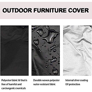 91" DIAx43 H Round Garden Furniture Covers Waterproof, Outdoor Patio Furniture Covers, Heavy Duty Patio Table Covers, 420D Oxford Cloth Anti-UV