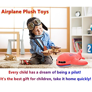 NatureMan 15.7" Airplane Plush Stuffed Toys Aircraft Plush Pillow Model Plane Toys,Children's Room Decoration for Kids (Pink)