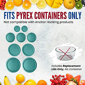 Replacement Lids for Pyrex Containers (2) 1-Cup (3) 2-Cup (2) 4-Cup (2) 7-Cup (Turqoise)