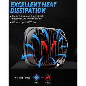 BICYACO DOT 110W 5x7 7x6 Inch Led Headlights Hi/Low Led Sealed Beam Headlamp Compatible with Jeep Wrangler YJ Cherokee XJ Kenworth T300 1997-2010 H4 Plug H6054 H5054 6054 6052 (Black)