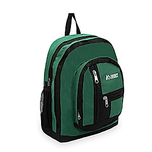 Everest Double Main Compartment Backpack, Dark Green, One Size