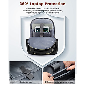 LOVEVOOK Laptop Backpack for Women, Black Business Travel Backpacks with USB Port, Water Resistant Work Teacher Computer Bag, Stylish College School Bookbag, Fits 15.6" Laptop