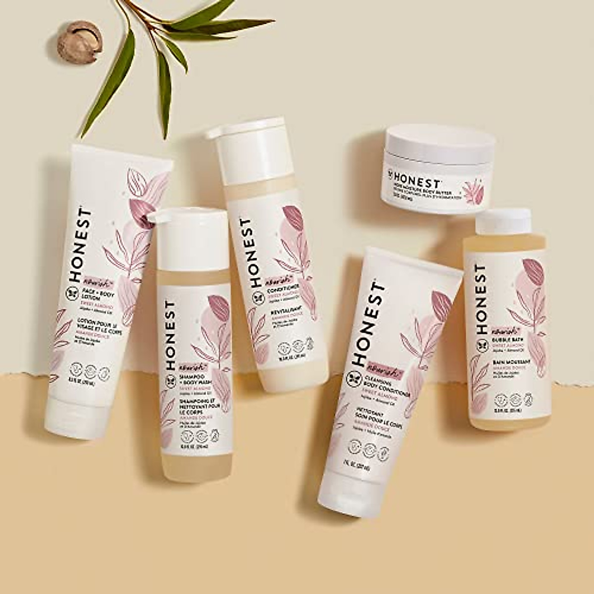 The Honest Company 2-in-1 Cleansing Shampoo + Body Wash | Gentle for Baby | Naturally Derived, Tear-free, Hypoallergenic | Sweet Almond Nourish, 18 fl oz