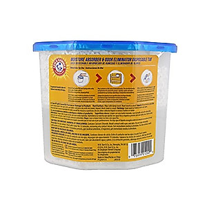 Arm & Hammer Moisture Absorber & Odor Eliminator 14oz Tub, 3 Pack - Eliminates Musty Odors & Freshens Air for Closets, Laundry rooms, Mud Rooms, white