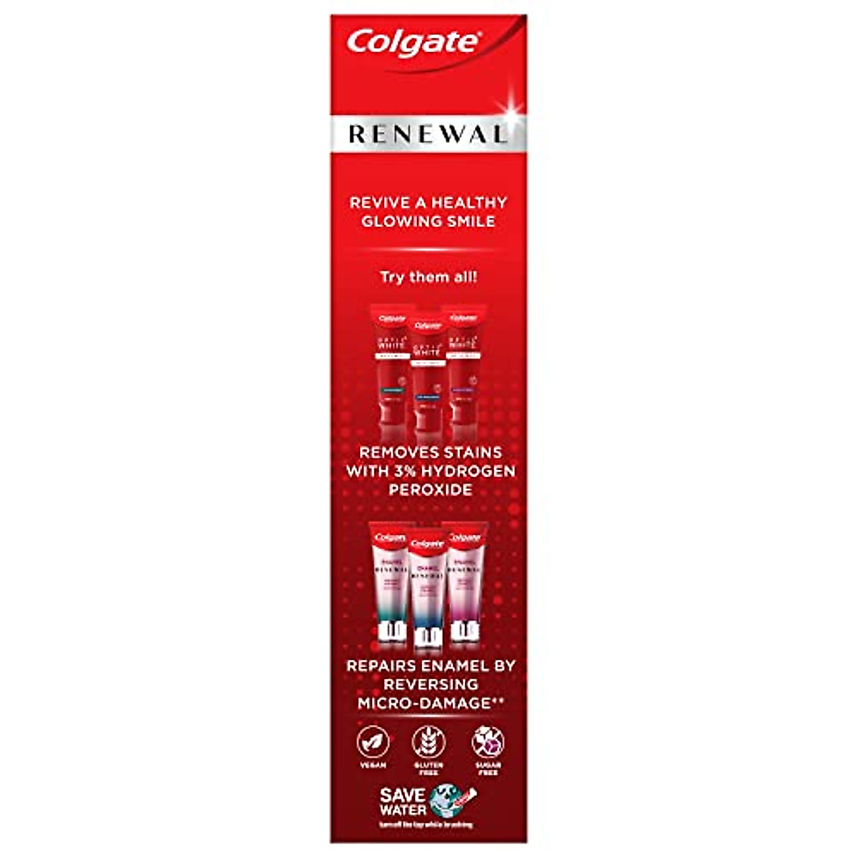 Colgate Renewal Gum Toothpaste Gel, Sensitive Toothpaste for Gingivitis and Improved Gum Health, Mint Gel, Sugar Free, Enamel Safe, Gluten Free, Vegan, 2 Pack, 3 Oz Tubes