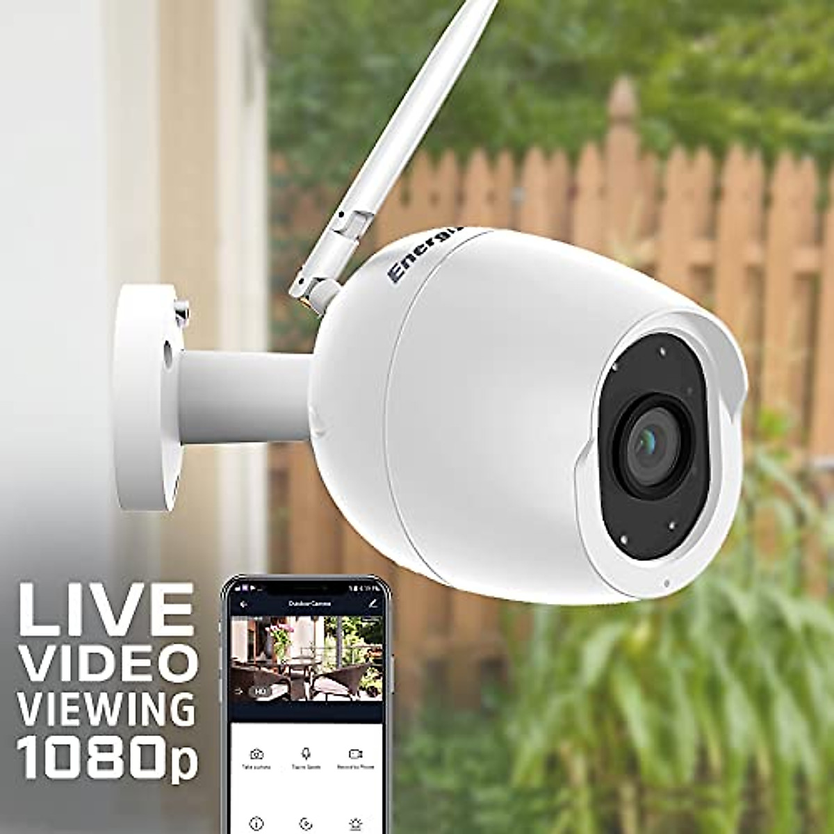 Energizer Connect Smart 1080p HD Certified Weatherproof Outdoor Camera with Remote Access, Motion Alerts, 2 Way Audio and Night Vision | Compatible with Alexa and Google Assistant