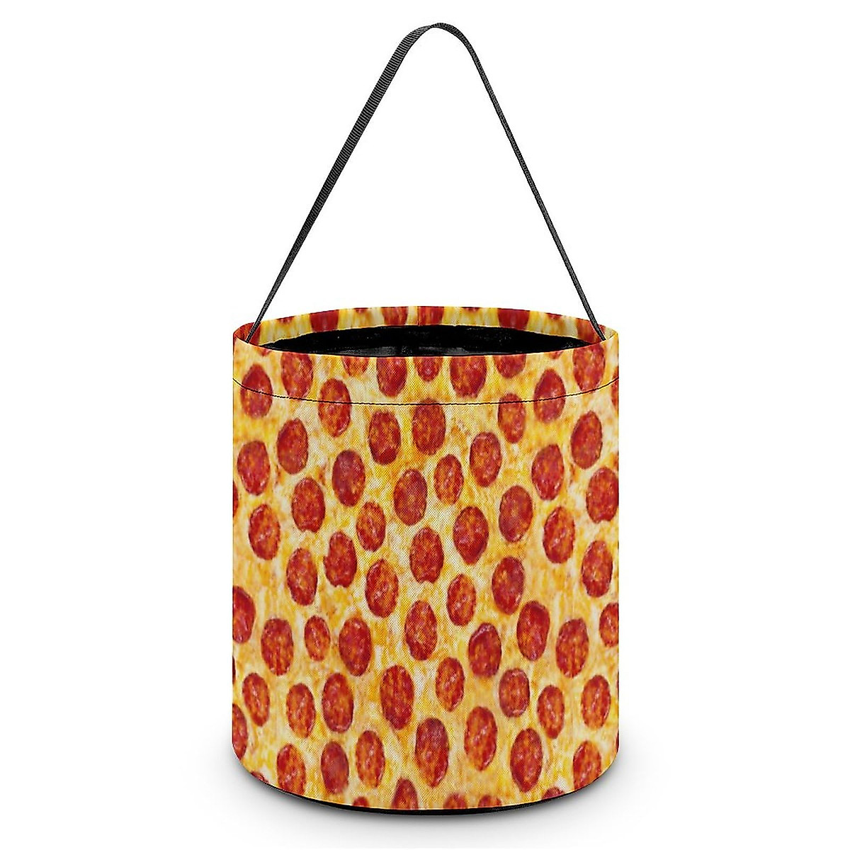 MISTHO Realistic Pizza Pattern Halloween Trick or Treat Bag Bucket Halloween Candy Buckets for Halloween Treat Baskets Bags
