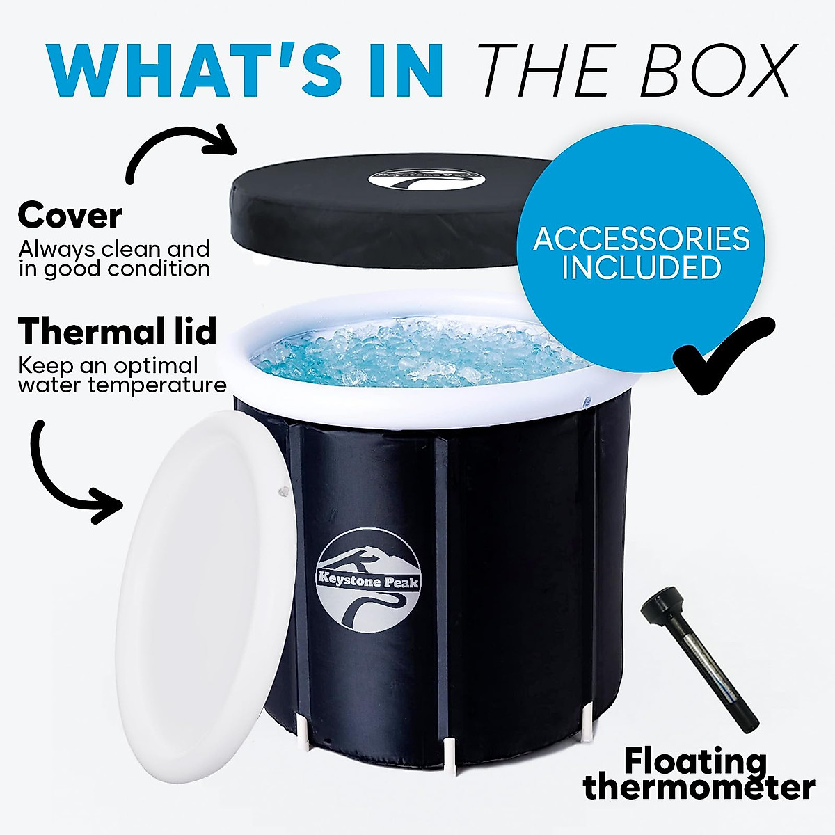 Keystone Peak Ice Bath - 108 Gallons Cold Plunge tub + Portable Ice Bath tub for Athletes & Navy Seals + Ice Baths and Soaking + Cold Water Therapy - Boost your immune system & Improve recovery