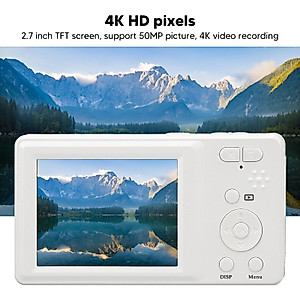 Compact Camera, 4K Digital Camera 16X Zoom 2.7 Inch TFT Screen 50MP Autofocus for Photography (Silver)
