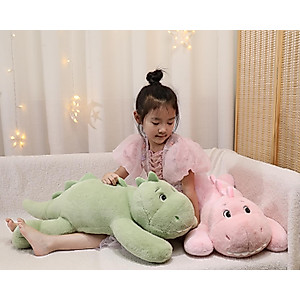XMV 31 inch 5 lbs Dinosaur Weighted Stuffed Animals, Large Weighted Plush Animal, Cute Plush Toy Pillow, Soft Dino Plushie Gifts for Adults, Kids, Boys and Girls (Green)