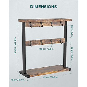 OROPY Wood Coffee Mugs Holder for Counter with 16 Hooks, 2 Tier Mugs Tree with Top Storage Shelf, Vintage Countertop Mug Rack Stand for Home Coffee Bar Storage and Display