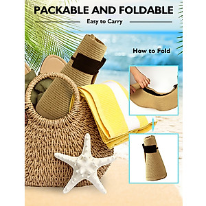 Straw Sun Visor Hats for Women, Pakcable Roll-Up Wide Brim Ponytail Summer Beach Hat, Straw Hats for Women UV Protection, Beach Hats for Women for Girls Holiday Summer Vacation Travel (Dark Coffee)