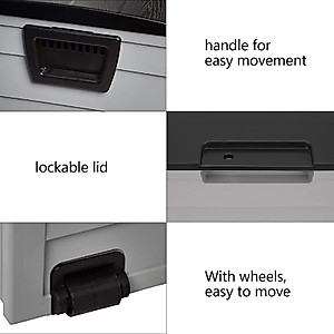 AHUMPALY Outdoor Garden Plastic Storage Deck Box 75gal Weatherproof UV Resistant Tools Cushions Toys Lockable Seat Wheels Polypropylene Resin 260L