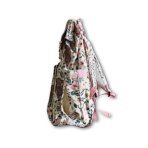 Pink Floral Highland Cow Diaper Bag Backpack