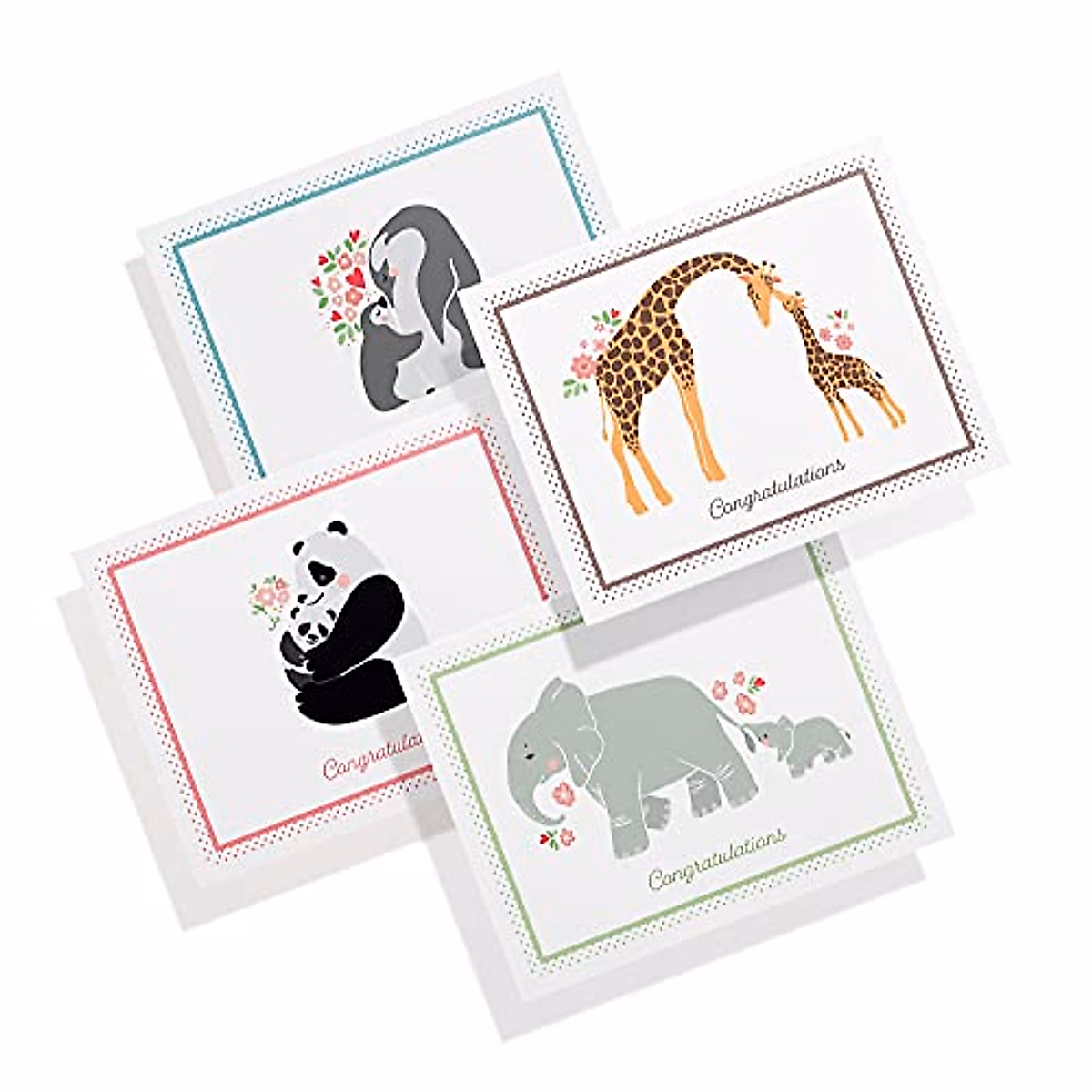 Twigs Paper Baby Shower Congratulations Cards with Envelopes for Mothers, Fathers, and Couples, Set of 12, Personalized Blank Cardstock, Celebration Welcome for Boys and Girls, Made in USA