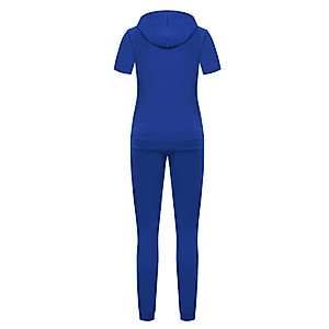 TOP-VIGOR Womens 2 Piece Outfits, Casual Sports Short Sleeve Sweatshirt and Jogging Sweatpants Suit