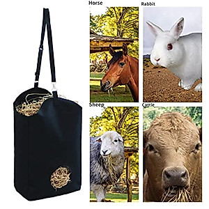 YUBEN Hay Bag Oxford Cloth Waterproof Portable Hay Bag with Metal Ring Adjustable Shoulder Strap Large Large Capacity Hay Bag Suitable for Horses, Sheep, Cow and Rabbits