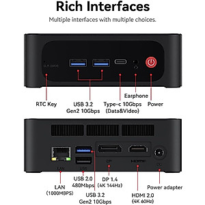 Beelink Mini PC SER5 MAX 5800H, AMD Ryzen 7 5800H(Up to 4.4GHz), TDP 54W Mini Desktop Computers, 16GB RAM 500GB M.2 PCIe3.0 SSD, Support Triple Display(HDMI, DP, TypeC)/WiFi 6/BT5.2/USB3.2/1000M LAN