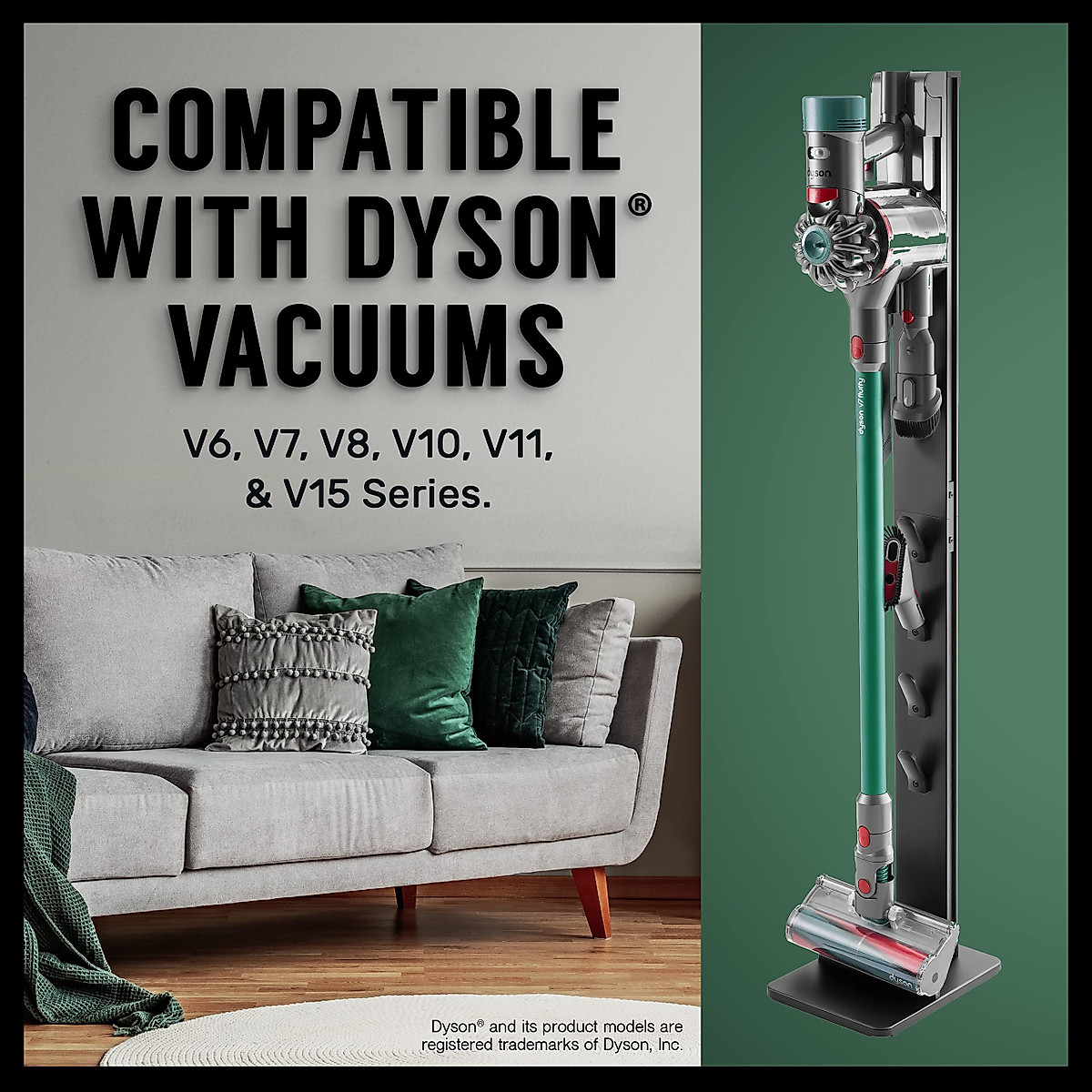 TechOrbits Docking Station Organizer - Vacuum Stand and Attachment Holder, Compatible with Cordless Dyson Vacuum Cleaner V12, V11, V10, V8 and V7 Models & Accessories