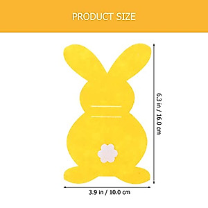 ABOOFAN 8pcs Easter Bunny Cutlery Holder Felt Rabbit Silverware Holder Pocket Tableware Organizers Fork Spoon Flatware Bags Dinner Table Decor Yellow