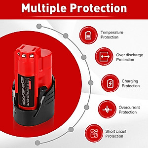 VINIDA 4packs 12V 2.5AH Replacement for Milwaukee M-12 Battery Compatible with Milwaukee 48-11-2411 48-11-2420 48-11-2401 48-11-2402 Tools
