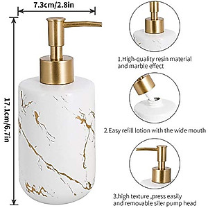 Qulable Cream Bathroom Accessories Set Complete, 4 Pcs Ceramic Bathroom Decorations Accessories Sets Includes Lotion Dispenser, 2 Tumblers and Soap Dish for Bath Decor, Countertop Vanity Organize