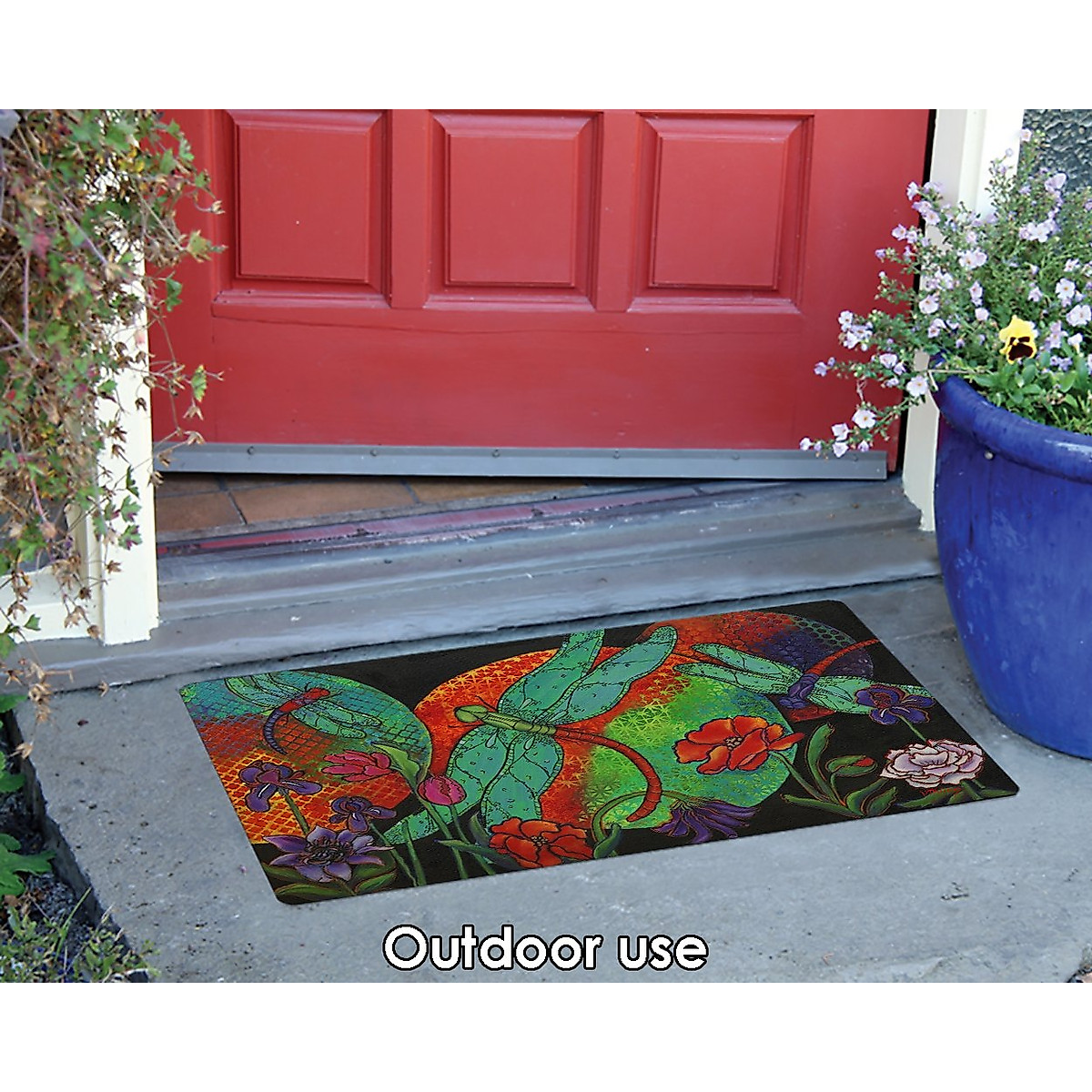 Toland Home Garden 800172 Twilight Flight Summer Door Mat 18x30 Inch Dragonfly Outdoor Doormat for Entryway Indoor Entrance