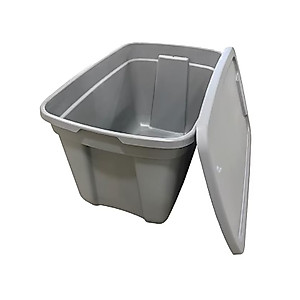 Generic Large 30-Gallon (120-Quart) Gray Heavy Duty Tote with Standard Snap Lid, Stackable Storage Bin with Molded Handles for Easy Carrying (18)