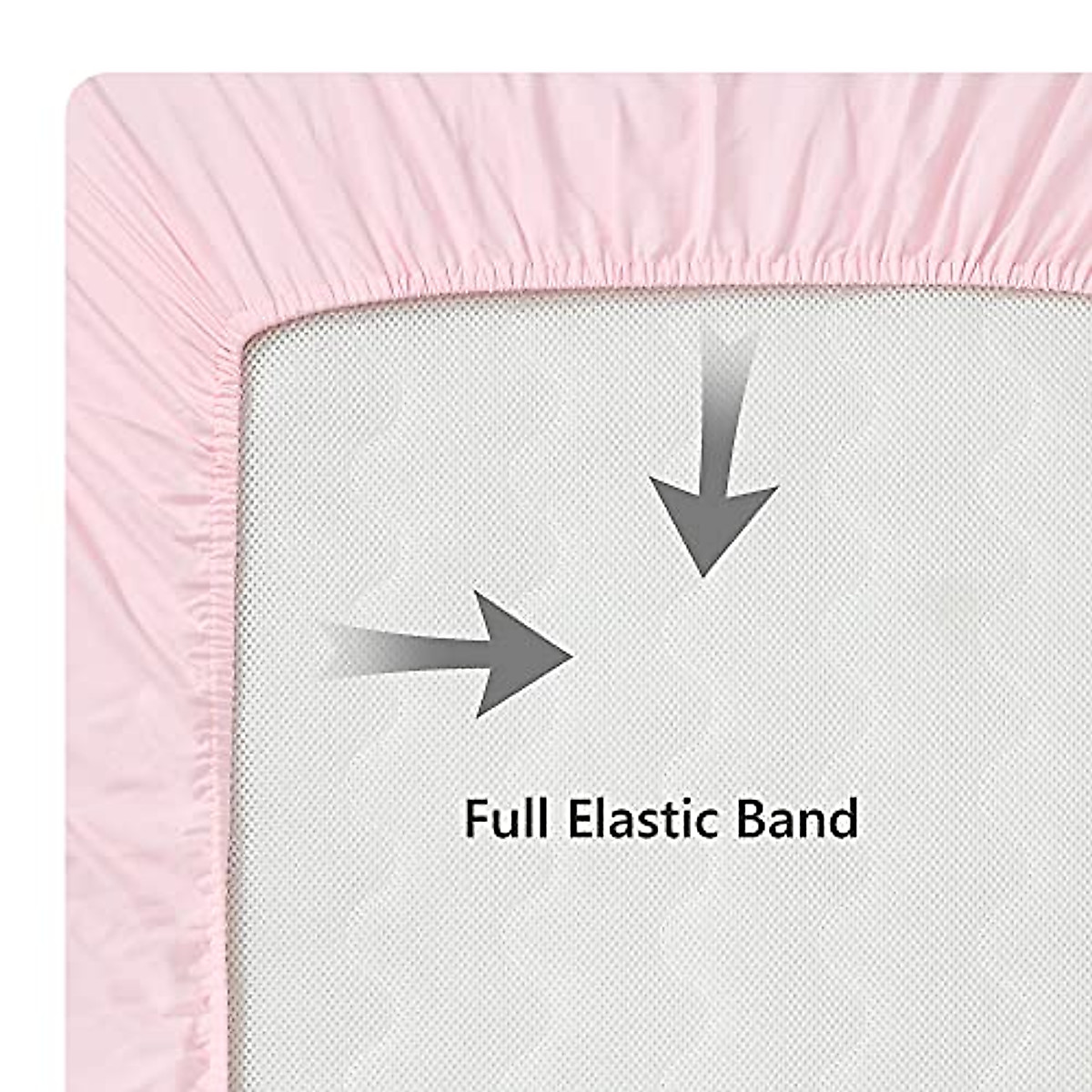 TILLYOU 5-Piece Solid Toddler Bedding Set for Boys or Girls, Bed-in-a-Bag Microfiber Comforter Set, Includes 1 Top Flat Sheet, 1 Mattress Sheets, 1 Padded Quilt and 2 Envelope Pillowcases, Pink