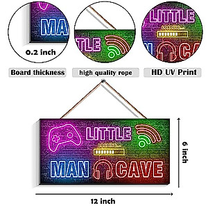 Neon Gaming Decor for Boys Room Wooden, Neon Gaming Wooden Door Sign for Gamer Room Decor, Boys Decorations for Bedroom Nursery Playroom Wall Art (6"x12")