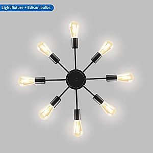 ANWIO Modern Flush Mount Ceiling Light Metal Art Industrial Ceiling Light 8 Lights Black Sputnik Painted Finish Chandelier for Kitchen Farmhouse Living Room Dining Room(8Head)