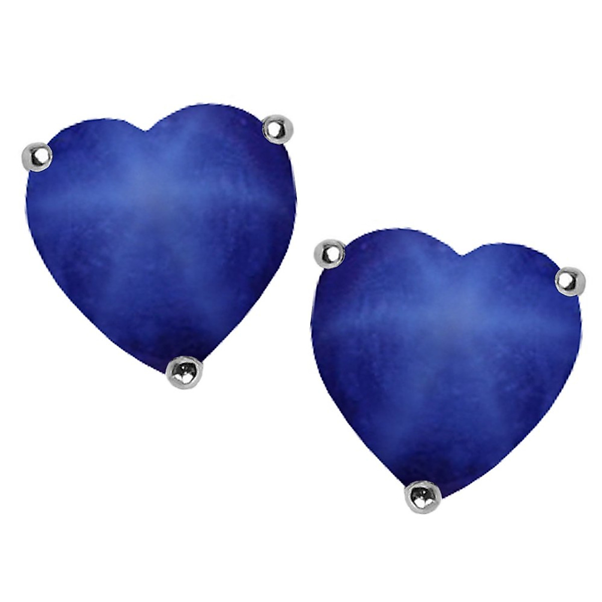 Star K 7mm Heart Shape Created Star Sapphire Earrings Studs Sterling Silver