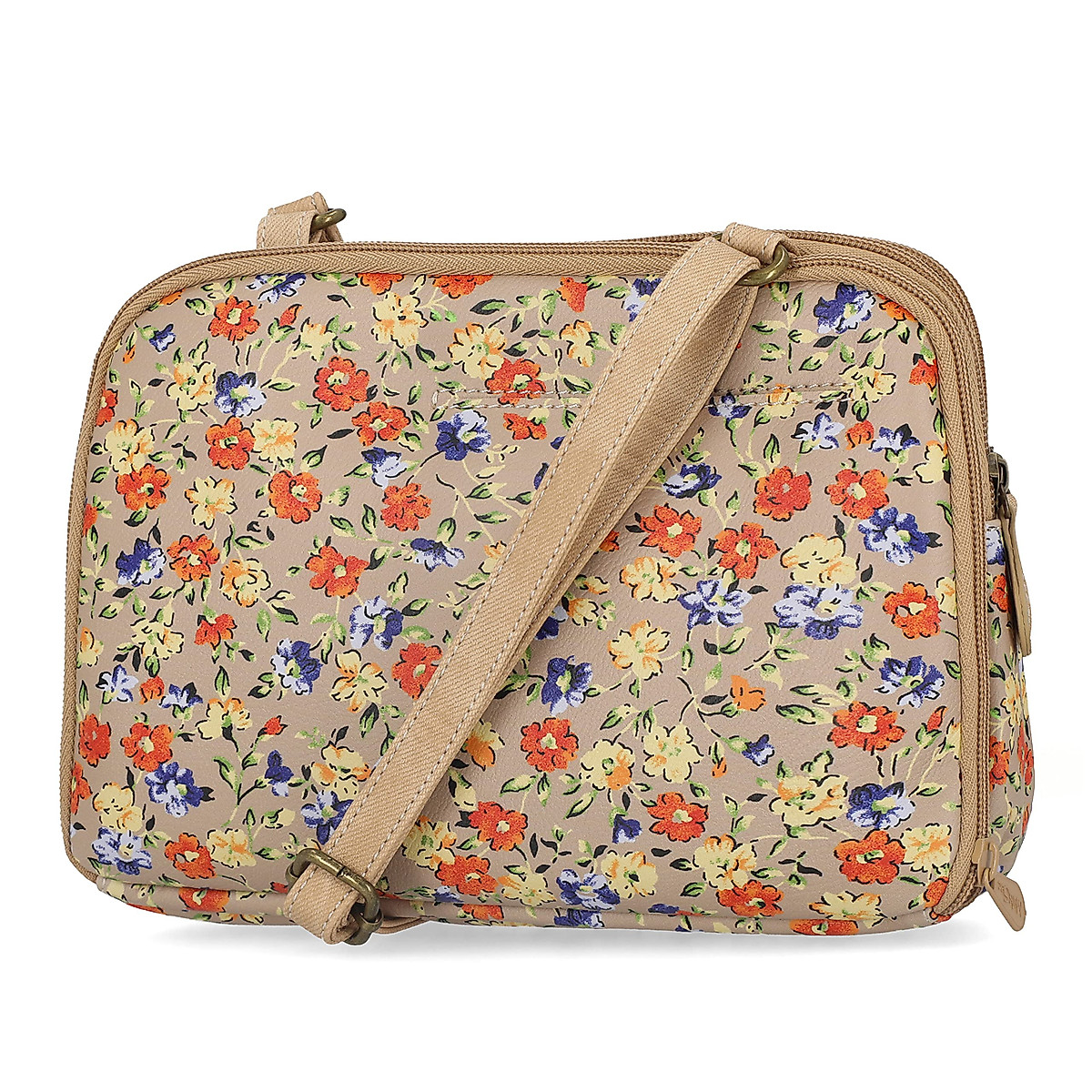 MultiSac Womens Zippy Triple Compartment Crossbody Bag, Teal, One Size