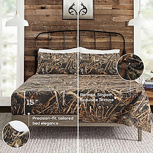 VISI-ONE Realtree Max-5 Camouflage Bed Sheets - 4 Piece Camo Bedding King - Premium Polycotton Hunting Sheet Set - Machine Washable Outdoor Bedding Set (King Size)
