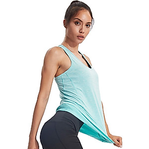 NELEUS Workout Running Racerback Long Tank Top for Women,8006,3 Pack,Pink,Purple,Light Green,L,EU XL